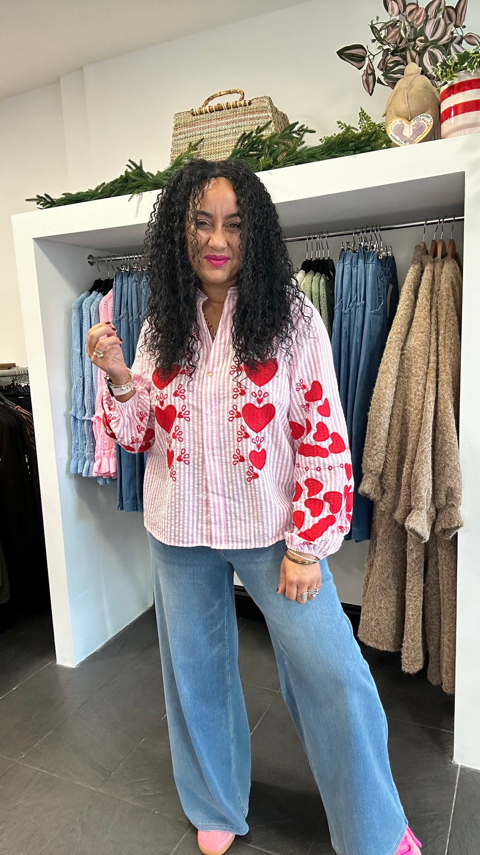 AMOUR STRIPE COTTON BLOUSE 🩷♥️ PINK & RED *New – Francine_Boutique