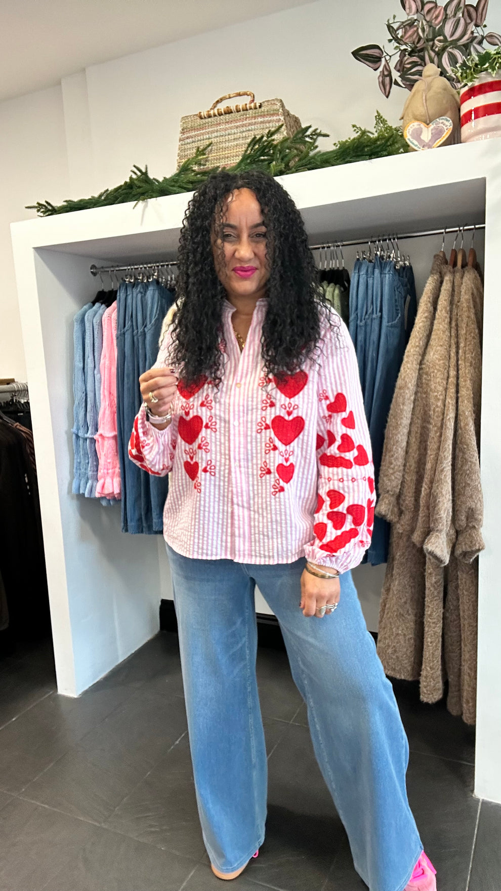 AMOUR STRIPE COTTON BLOUSE 🩷♥️ PINK & RED *New – Francine_Boutique