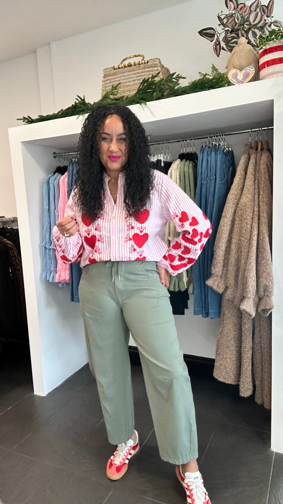 AMOUR STRIPE COTTON BLOUSE 🩷♥️ PINK & RED *New – Francine_Boutique