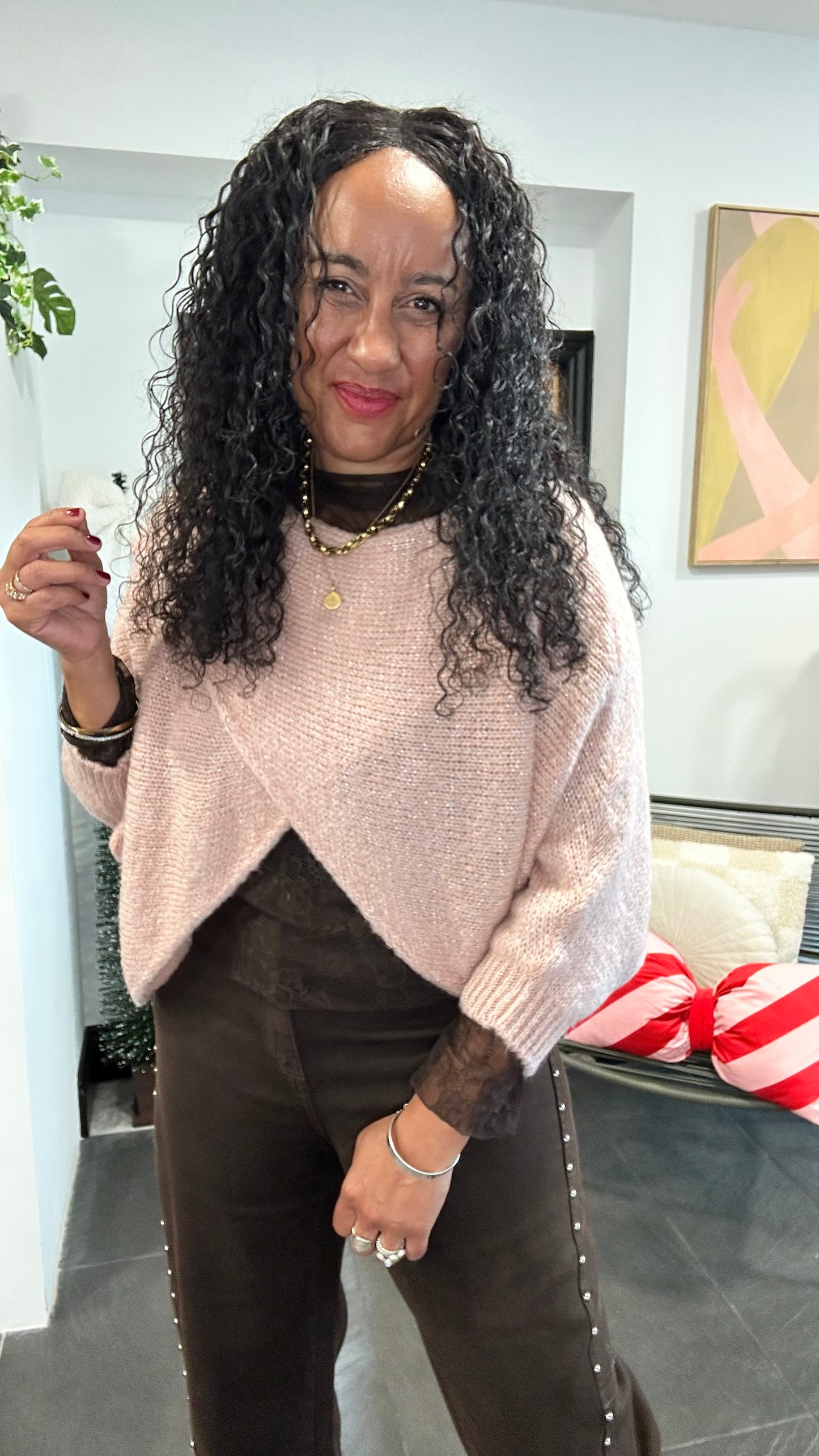 SALE MINI MABLE LUREX REVERSIBLE TOP BLUSH PINK – Francine_Boutique