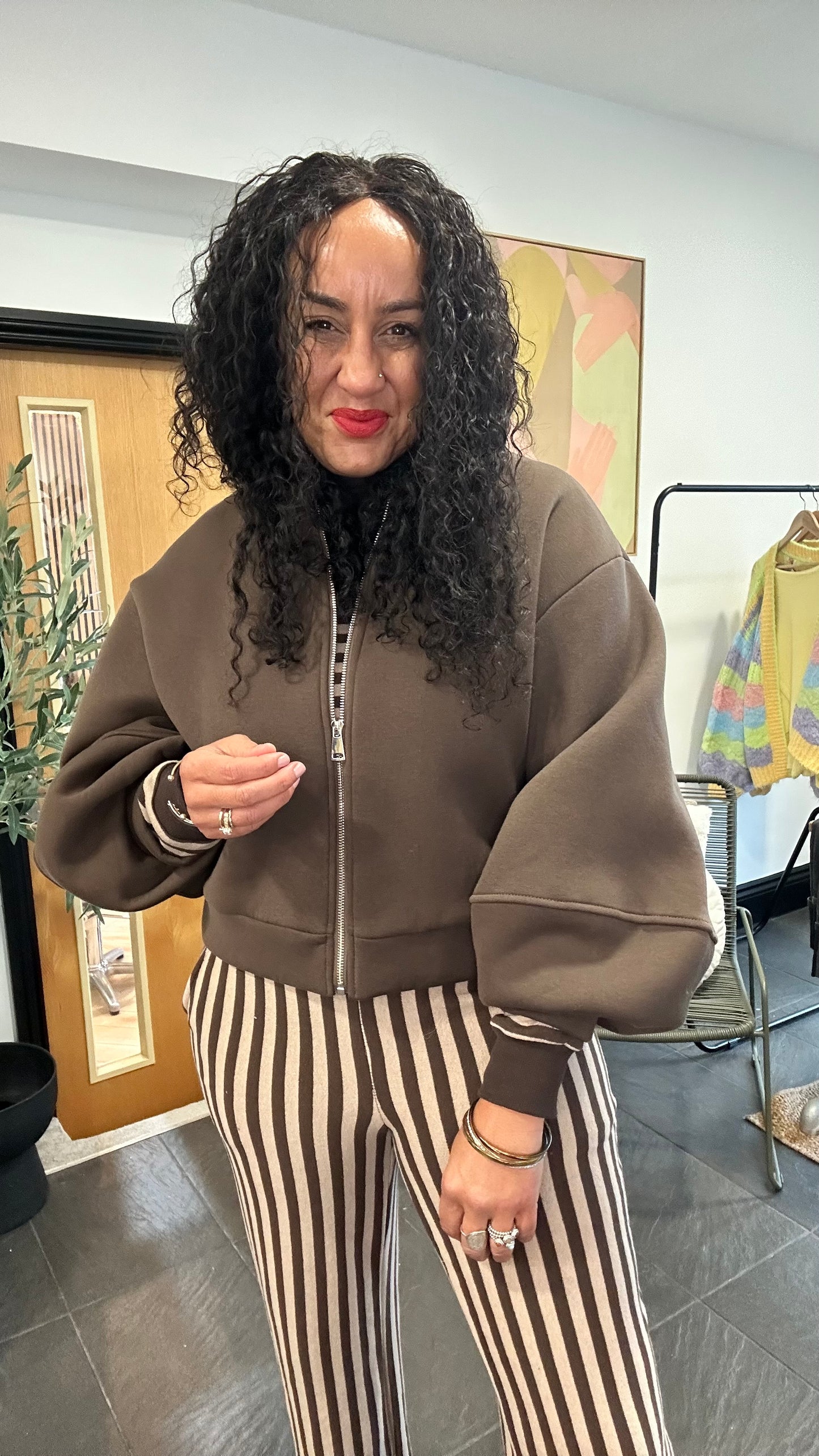 HEART & LOVE BOMBER JACKET BROWN *New – Francine_Boutique