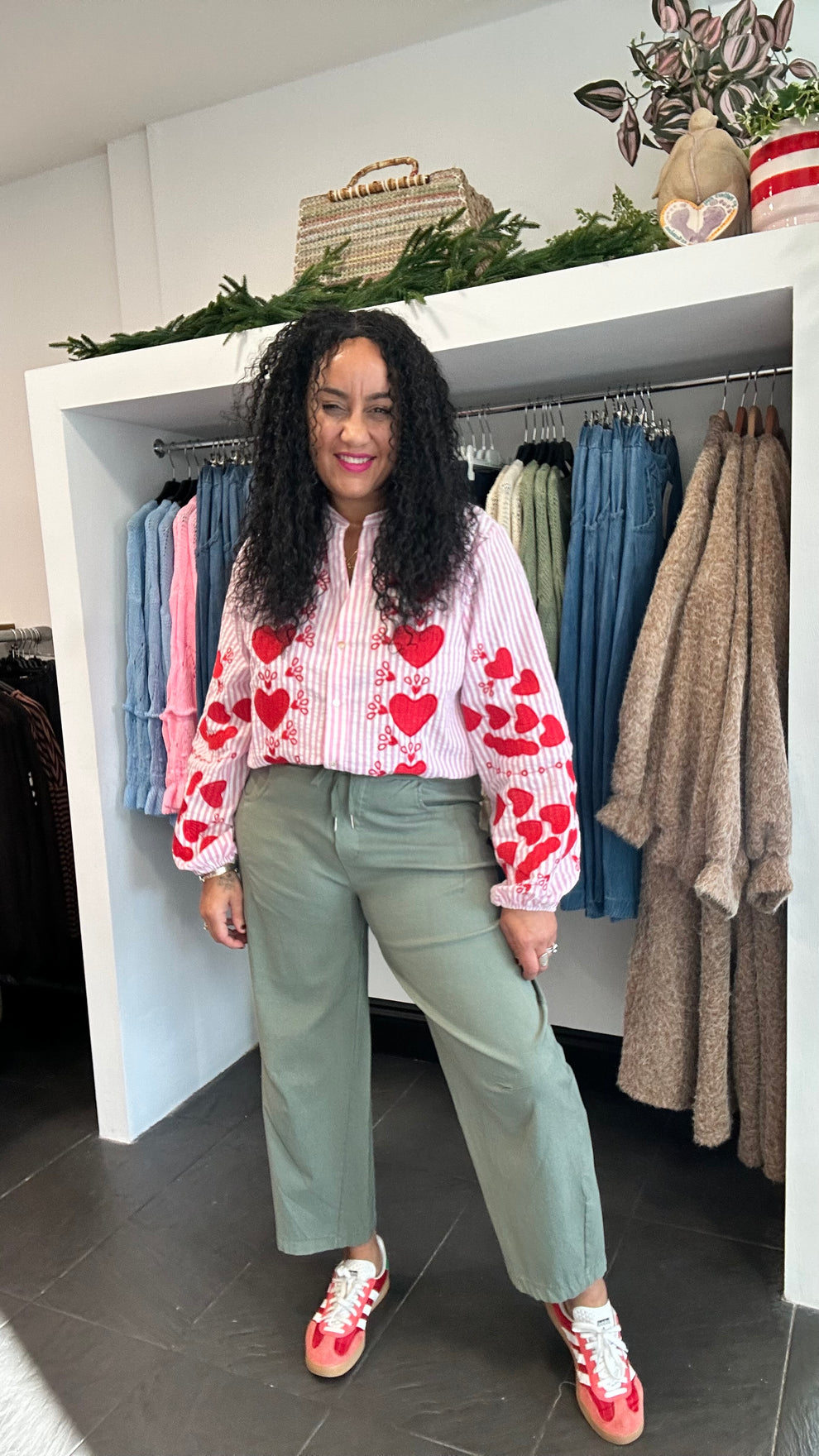AMOUR STRIPE COTTON BLOUSE 🩷♥️ PINK & RED *New – Francine_Boutique