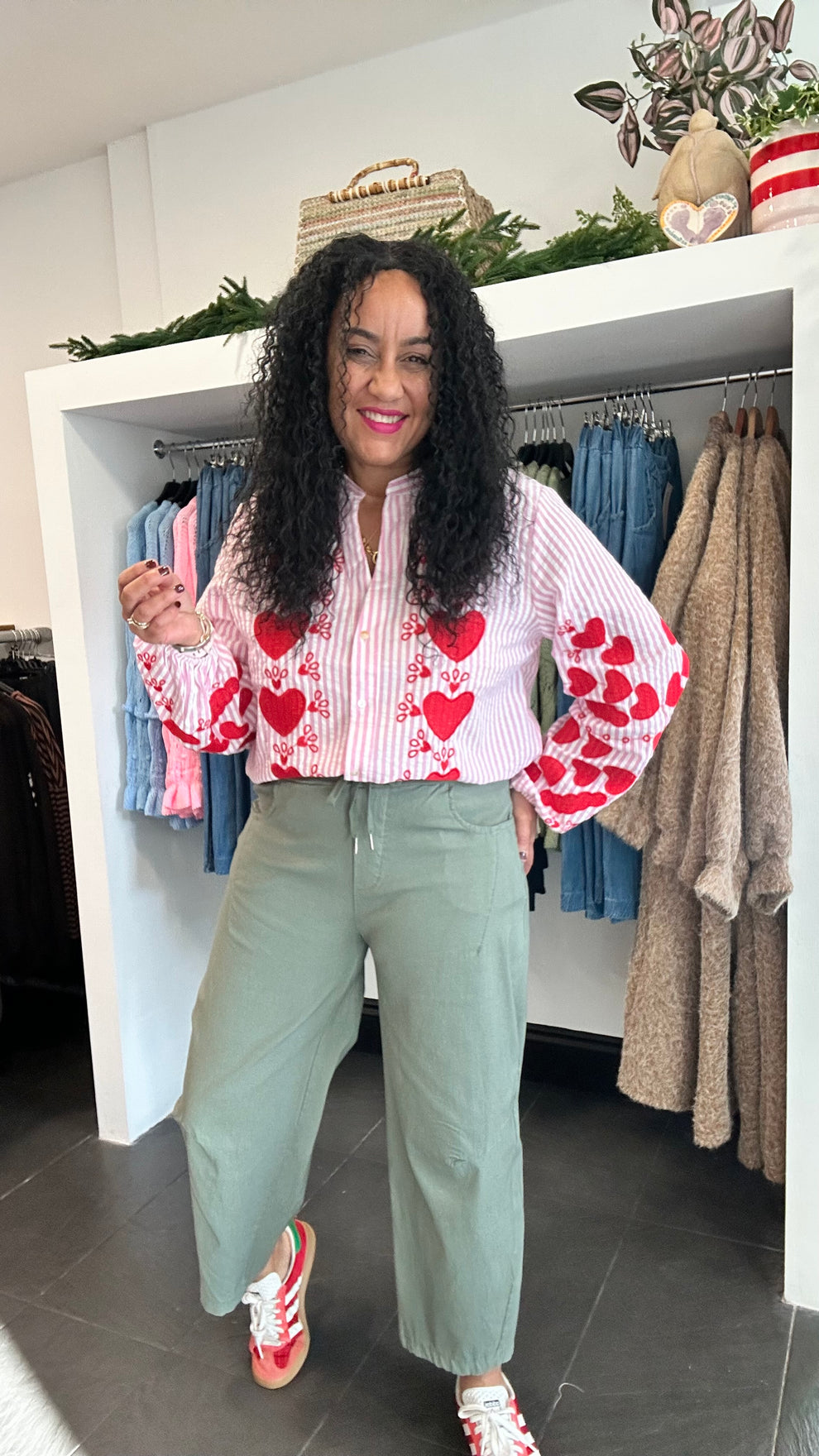 AMOUR STRIPE COTTON BLOUSE 🩷♥️ PINK & RED *New – Francine_Boutique